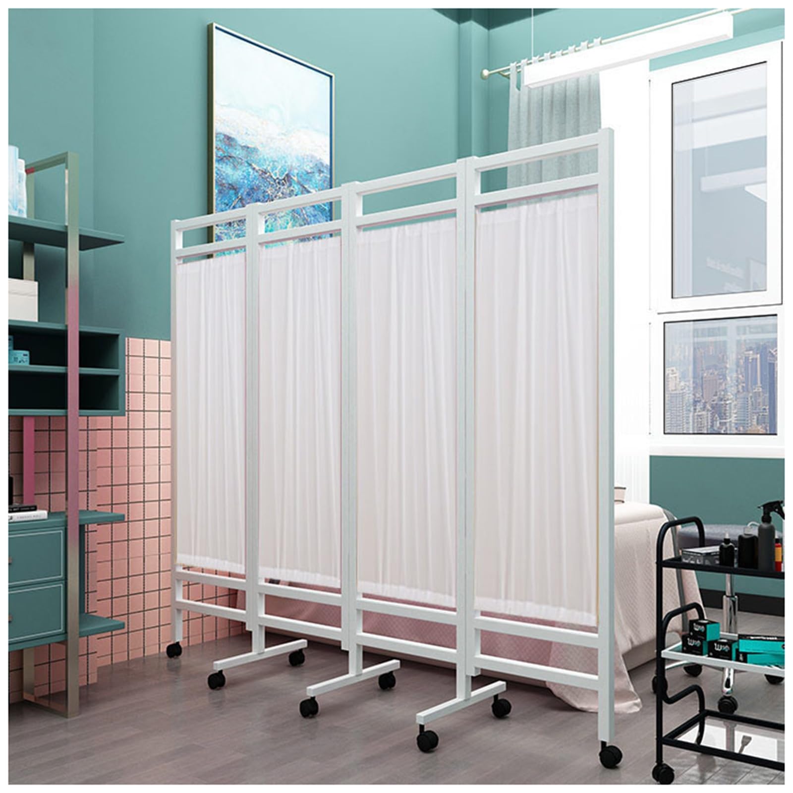 Amazon.com: 4-Panel Medical Privacy Partition Screen with Wheels ...