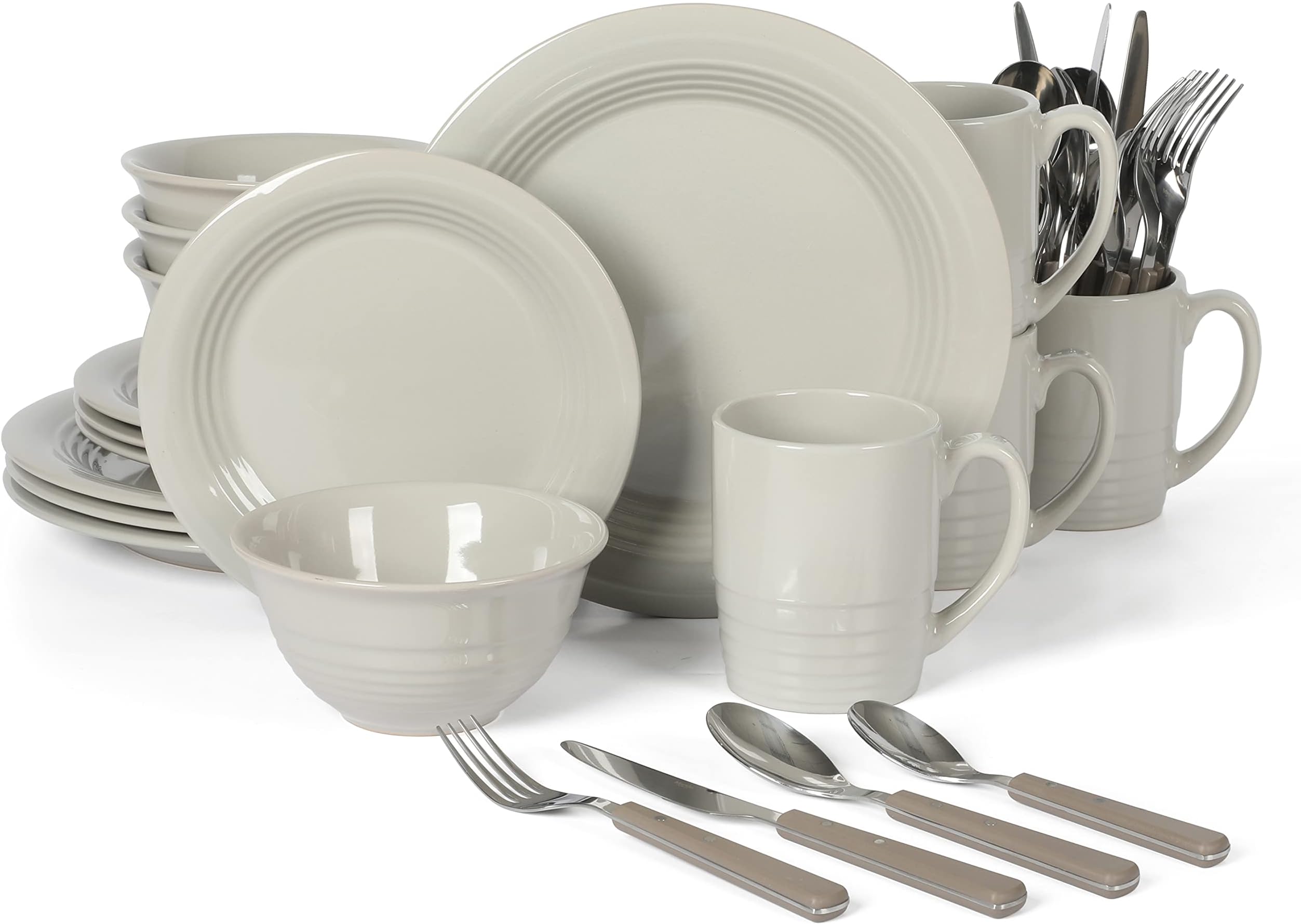 Amazon.com | Martha Stewart 32 Piece Stoneware Dinnerware and Flatware ...