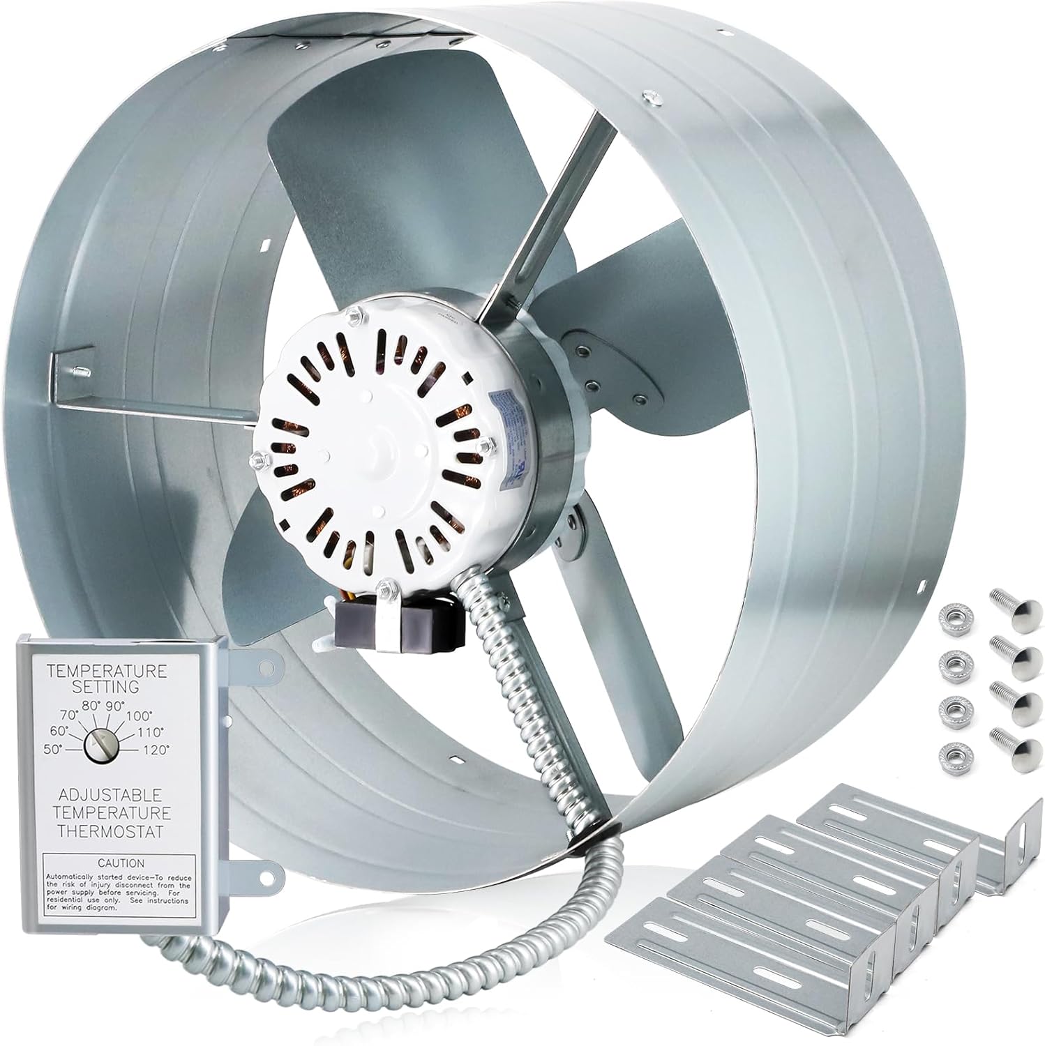 Hiorucet Upgraded 15 Inch Gable Vent Exhaust Fan, 1650CFM 2500 SQF High ...