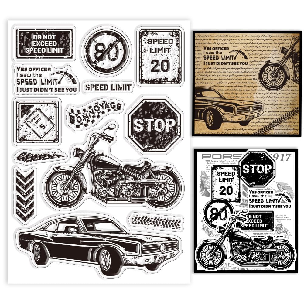 GLOBLELAND Retro Transportation Clear Stamps for DIY Scrapbooking Road ...