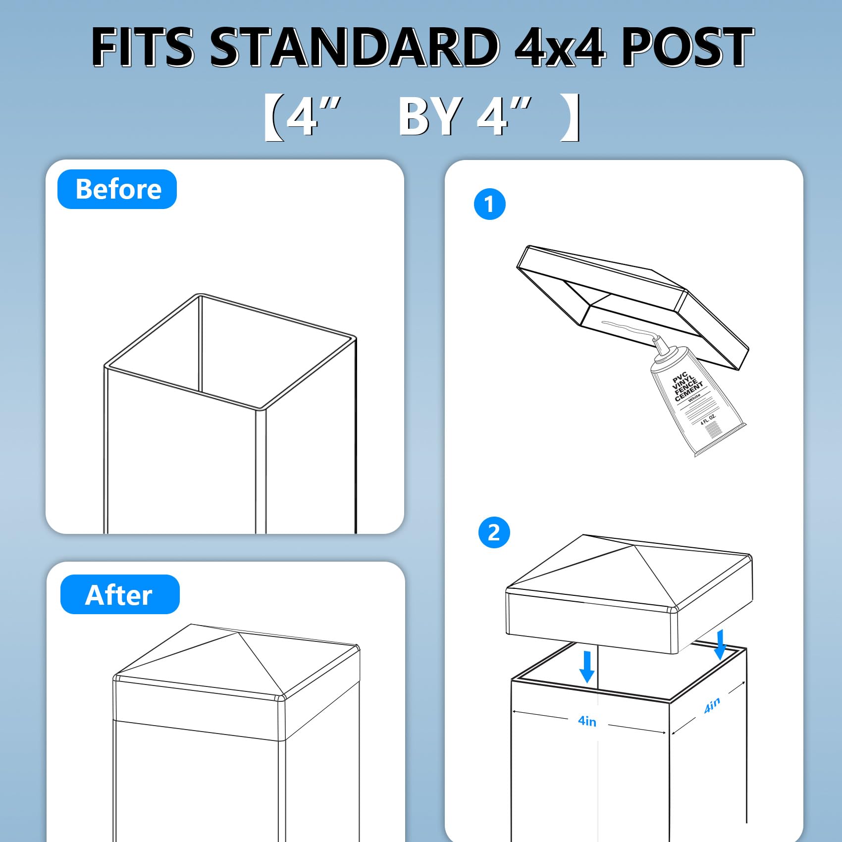Snapklik.com : 4x4 Vinyl Fence Post Caps