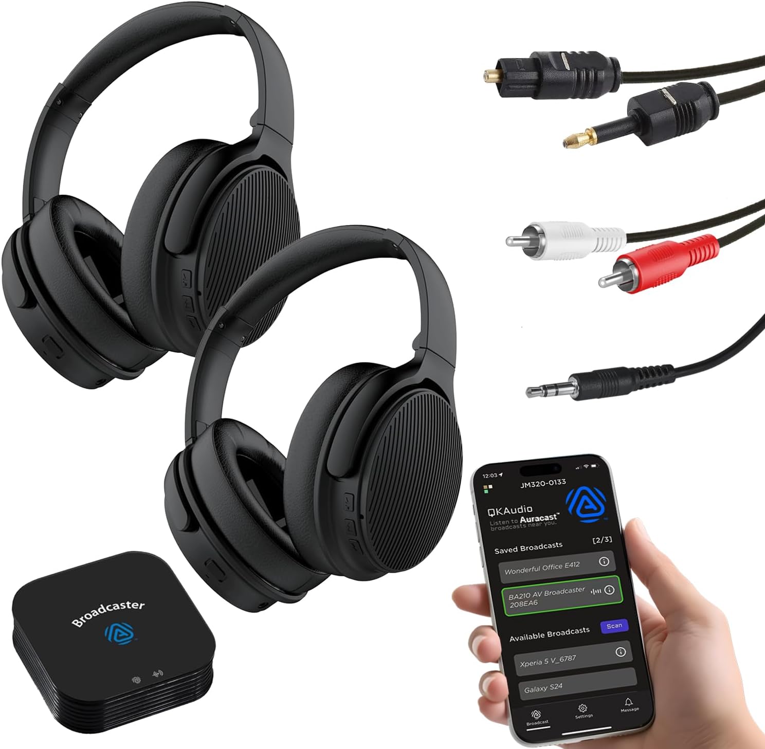 Amazon.com: HomeSpot JM320, Auracast TV Headphones with Transmitter for ...