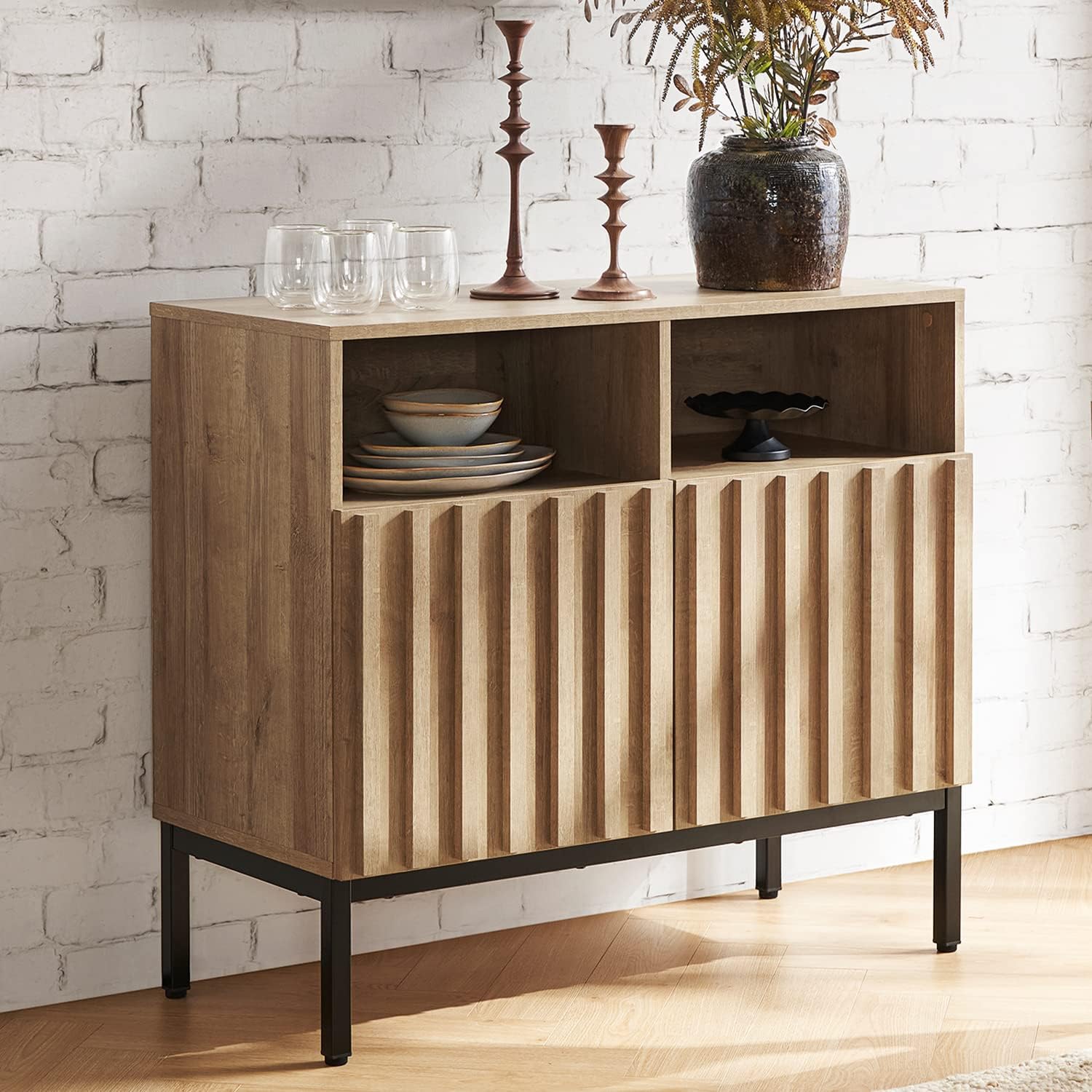 Amazon.com: mopio Norwin Storage Cabinet, Modern Rustic Industrial ...