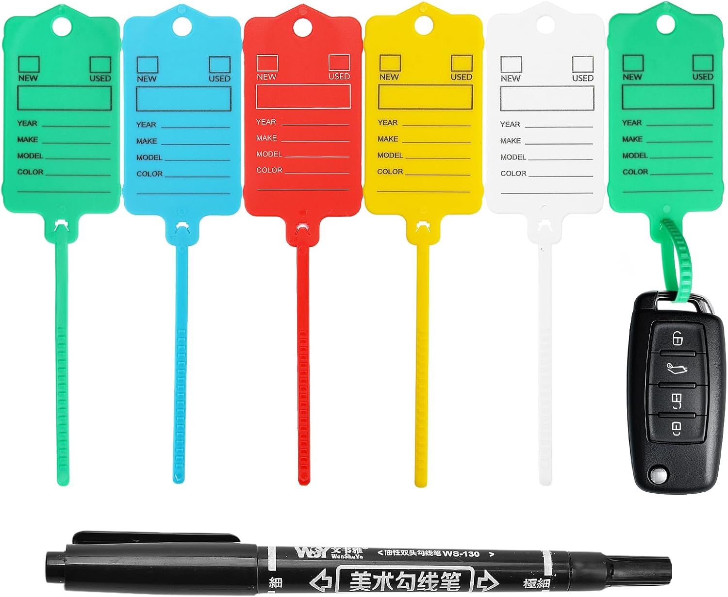 Amazon.com: 200 Car Key Tags with Labels Plastic Car Dealership Key ...