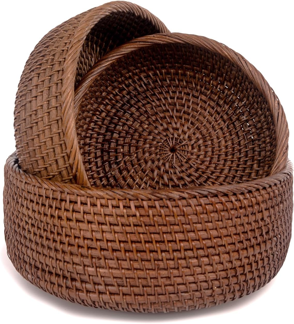 Amazon.com: ZEAYEA Set of 3 Rattan Bread Baskets, Natural Handmade ...