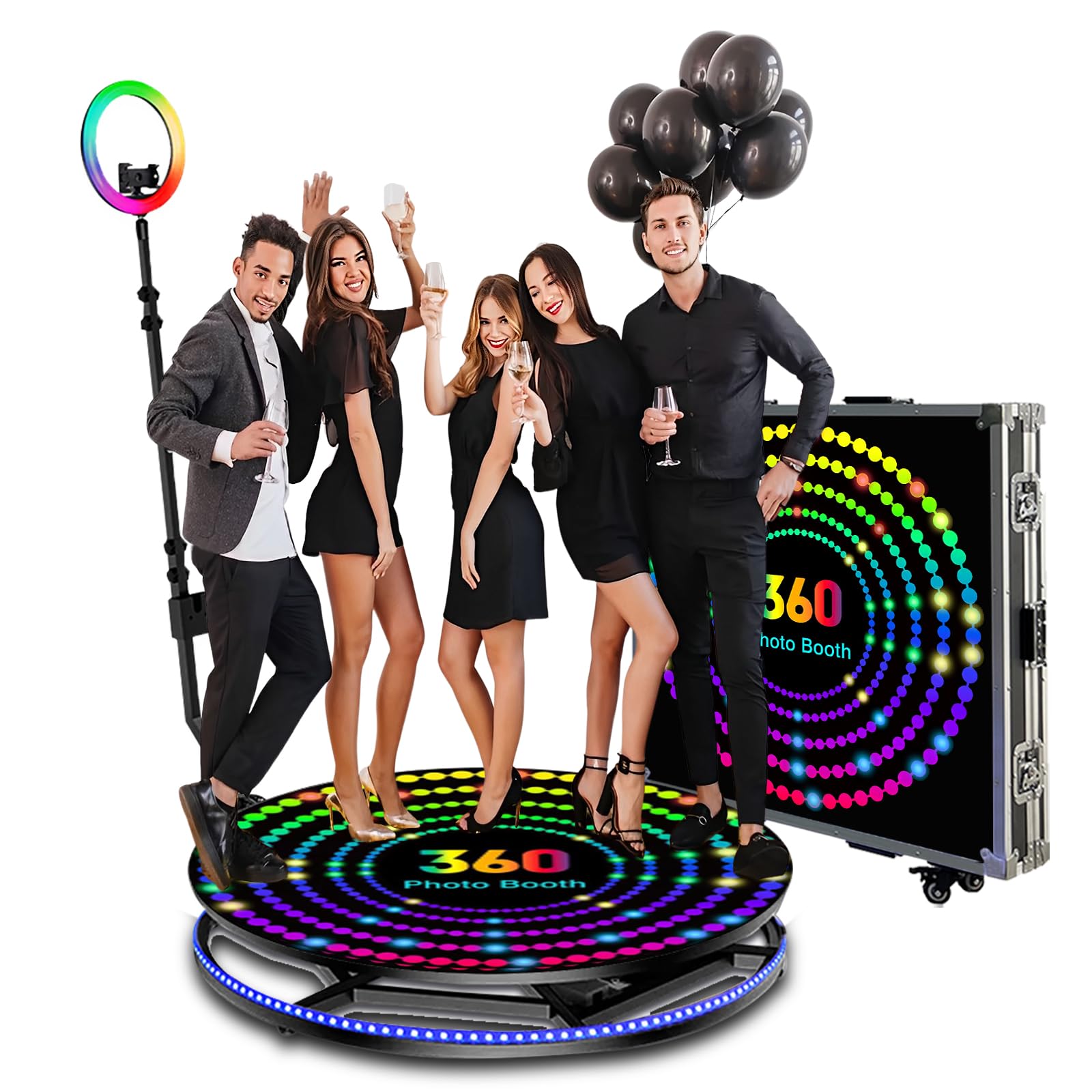 Máquina de cabina de fotos 360 para fiestas (39.4 pulgadas/100 cm) para 3-5 personas, máquina de ...