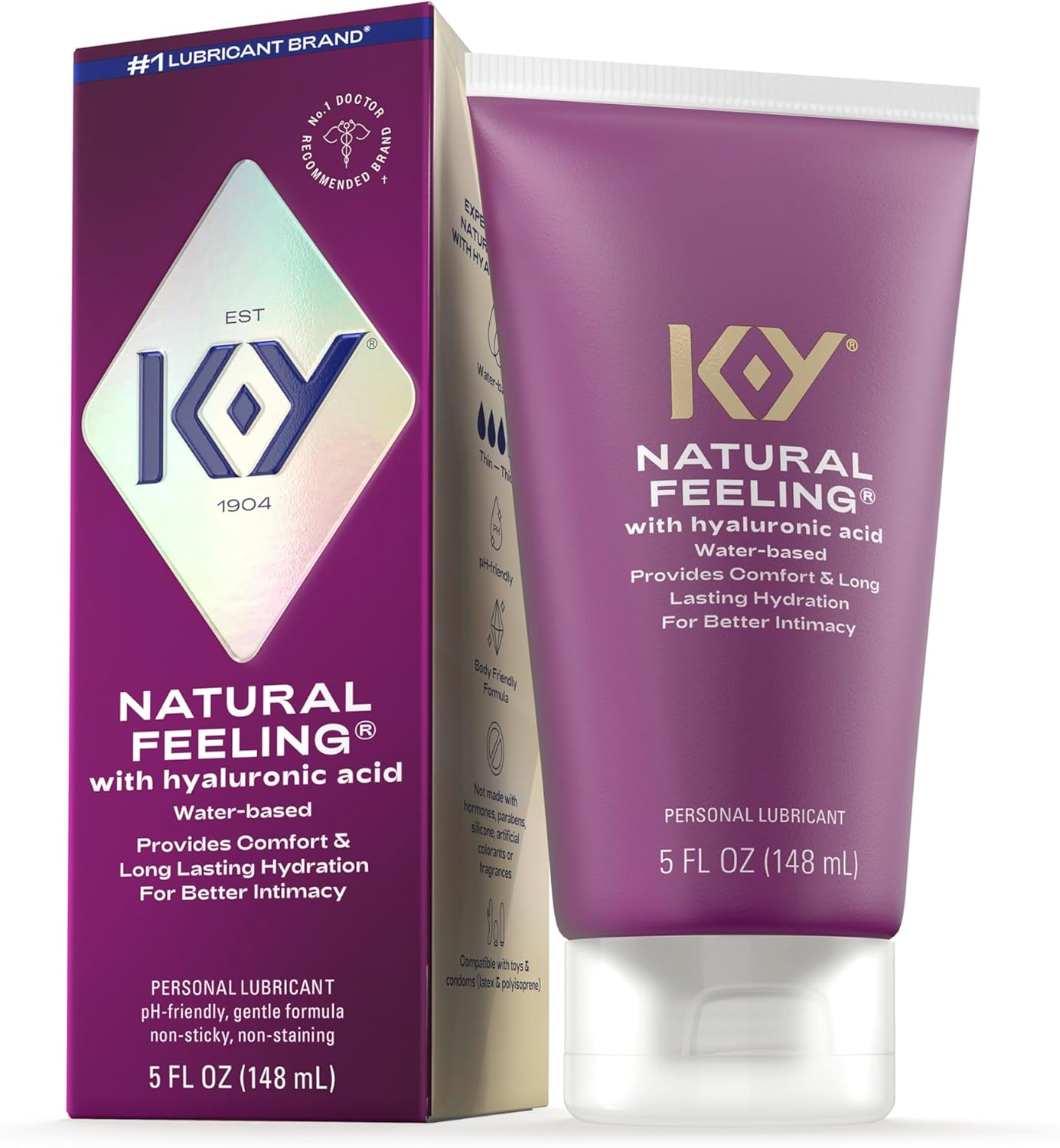 Amazon.com: K-Y Natural Feeling with Hyaluronic Acid, Water Based Lube ...