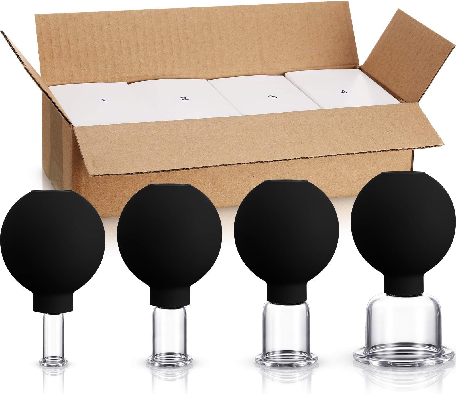 Amazon.com: 4 Pieces Glass Cupping Set Glass Silicone Cupping Cups ...