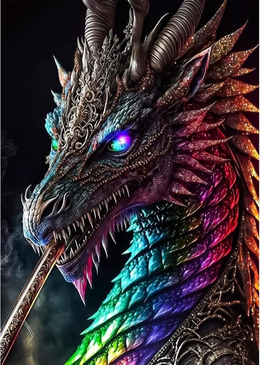 QENSPE 5D Diamond Painting Colourful Dragon Diamond Art Kits for Adults ...