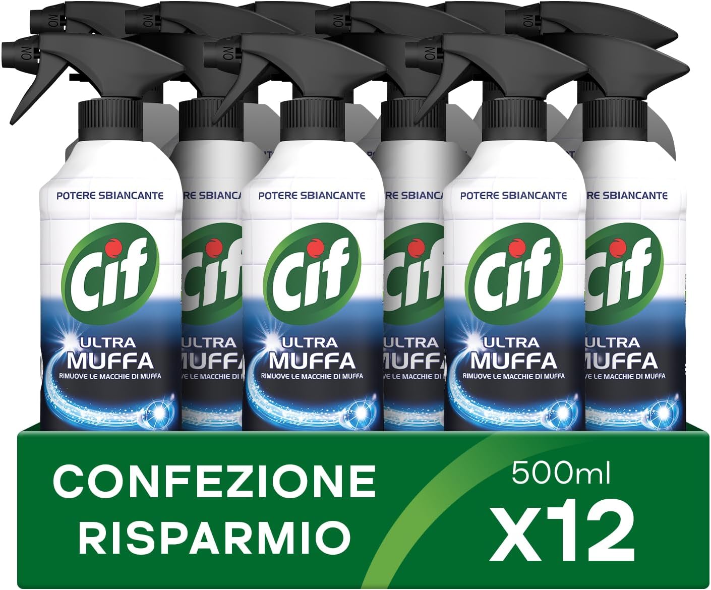 Cif Ultra Muffa, Spray Antimuffa, Formato 12 Pezzi da 500 ml, Spray ...