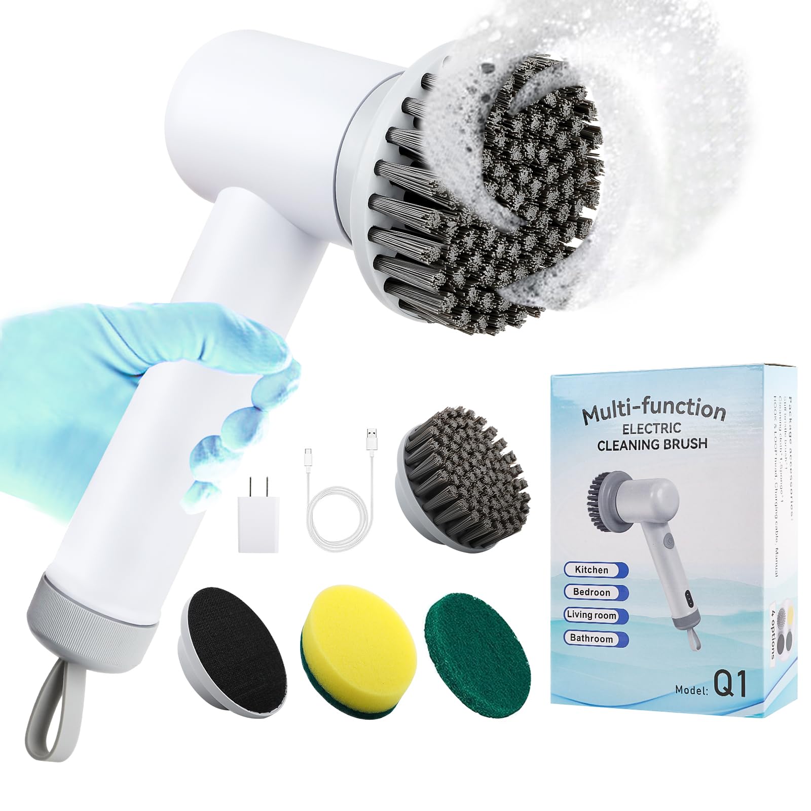 Amazon.com: FERYU Rechargeable Handheld Scrubbers for Cleaning,Cordless ...