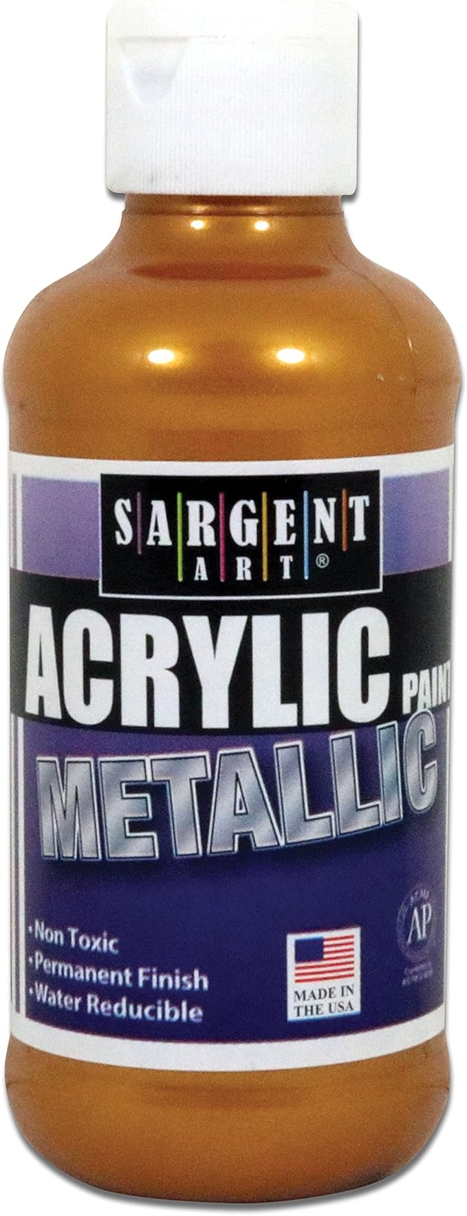 Amazon.com: Sargent Art 8 Ounce Liquid Metal Acrylic Paint, Aztec Gold ...