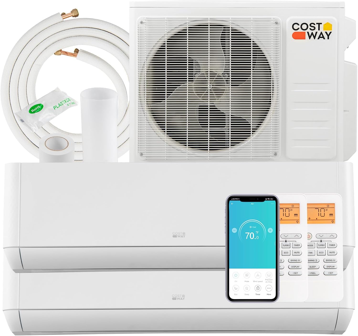 Brandclub - COSTWAY 27K BTU Dual 2 Zone Mini Split AC/Heating System ...