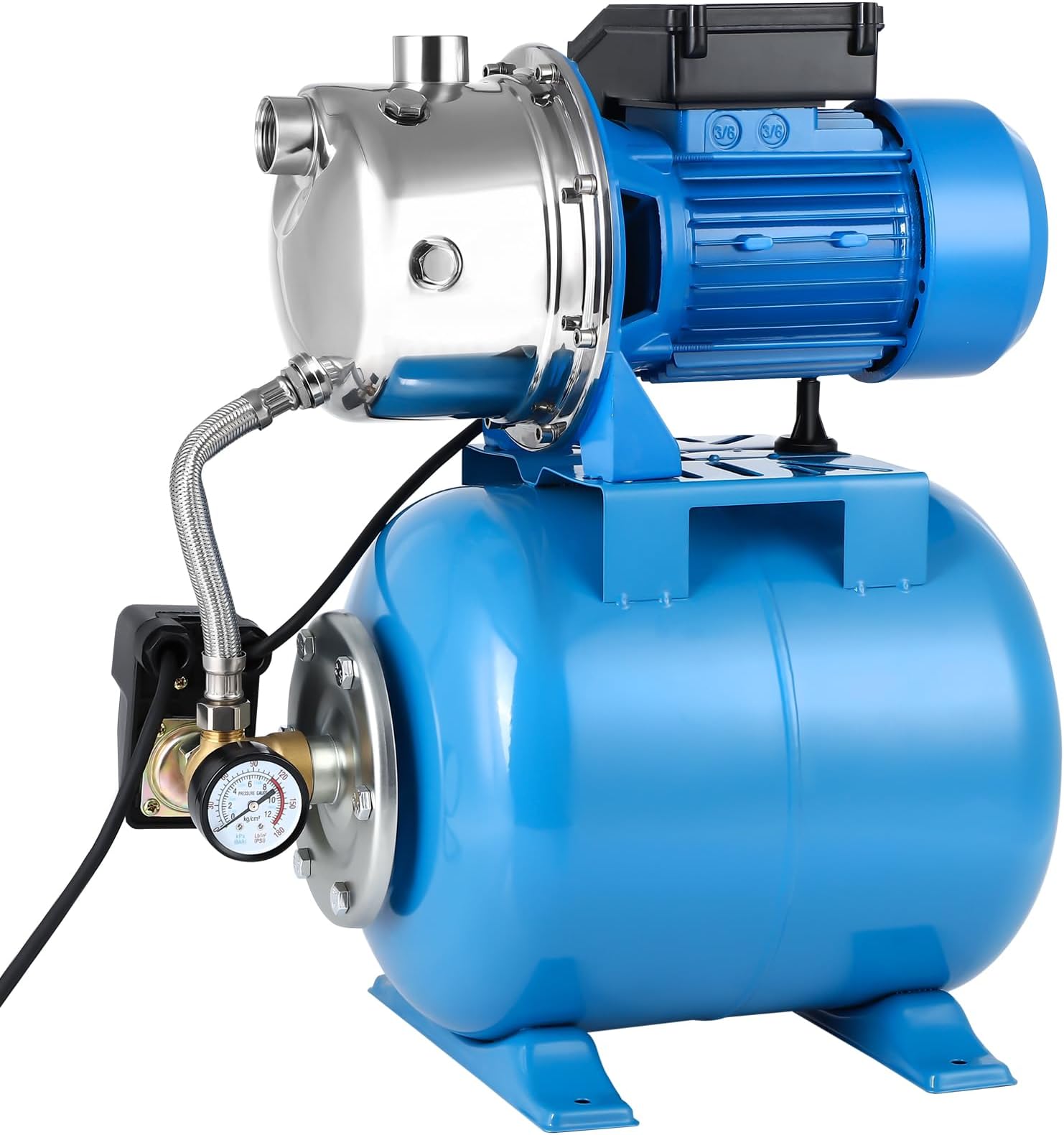 1.6HP Shallow Well Pump with Pressure Tank, 1000GPH 5-Gal Irrigation ...