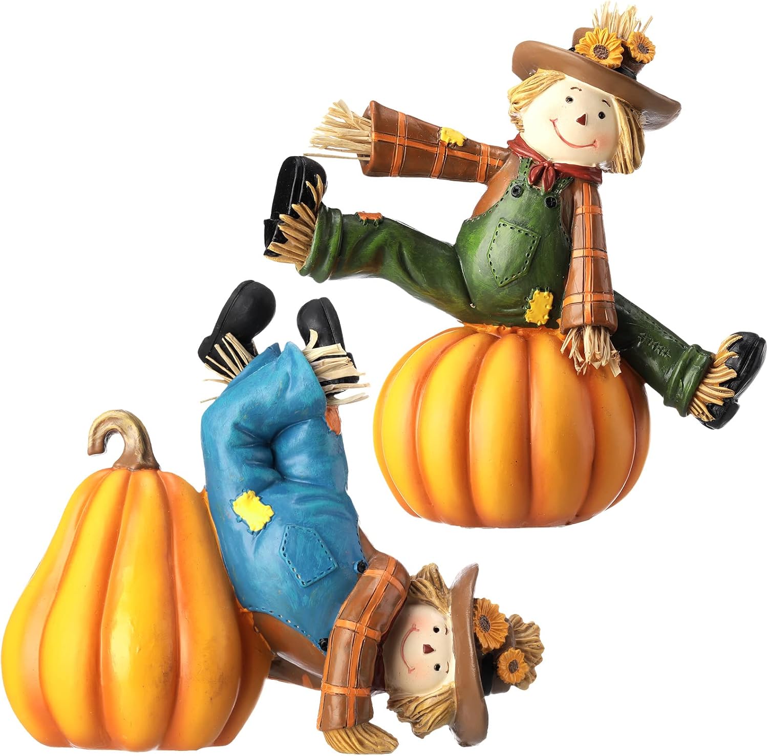 Amazon.com: 2 Pcs Thanksgiving Fall Decoration Scarecrow Statue Resin ...