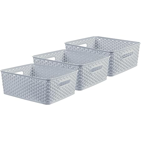 Curver My Style x3 Medium Rectangular Storage Basket 13L - Anthracite ...