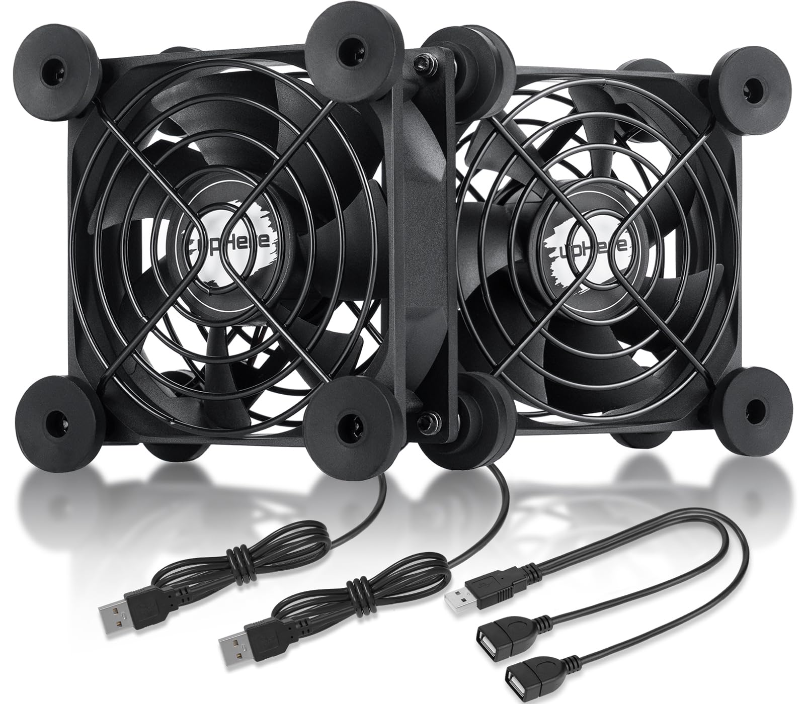 upHere USB Computer Fan Black,Dual 80mm Fan,Silent Fan for Computer ...
