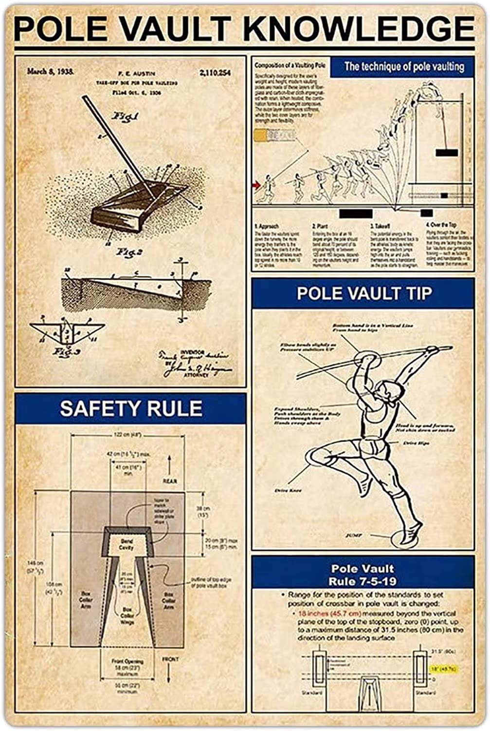 Amazon.com: Pole Vault Knowledge Metal Tin Signs Pole Vaulters ...