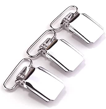 sutoyuen 1” Heavy Duty Suspender Clips Shiny Silver Metal Clips for Men ...