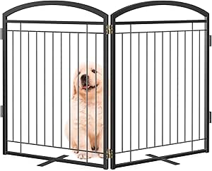 Amazon.com: Paulmele Full Metal Free Standing Dog Gate with Door for ...