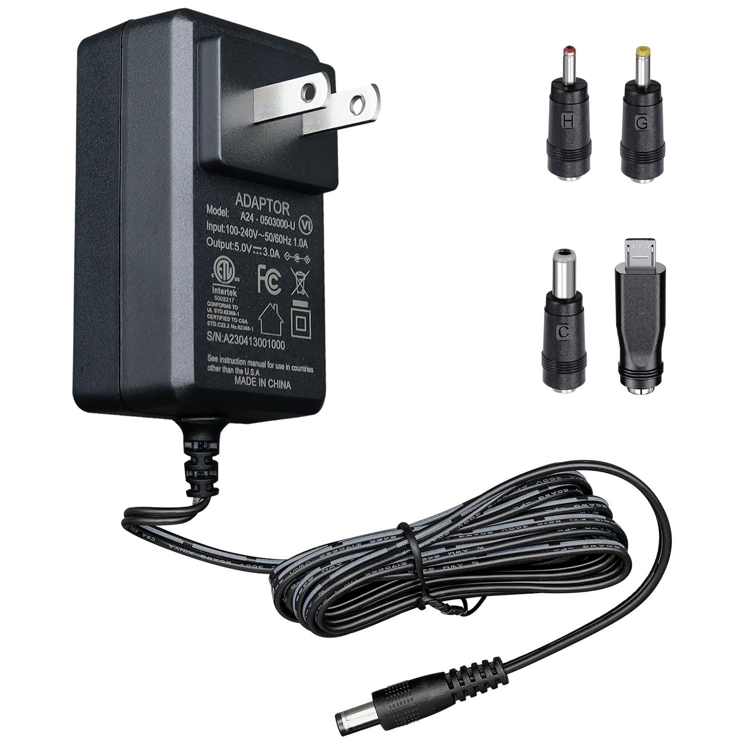 Amazon.com: 5V 3A/3000mA DC Universal Power Supply Adapter, 100-240V 50 ...