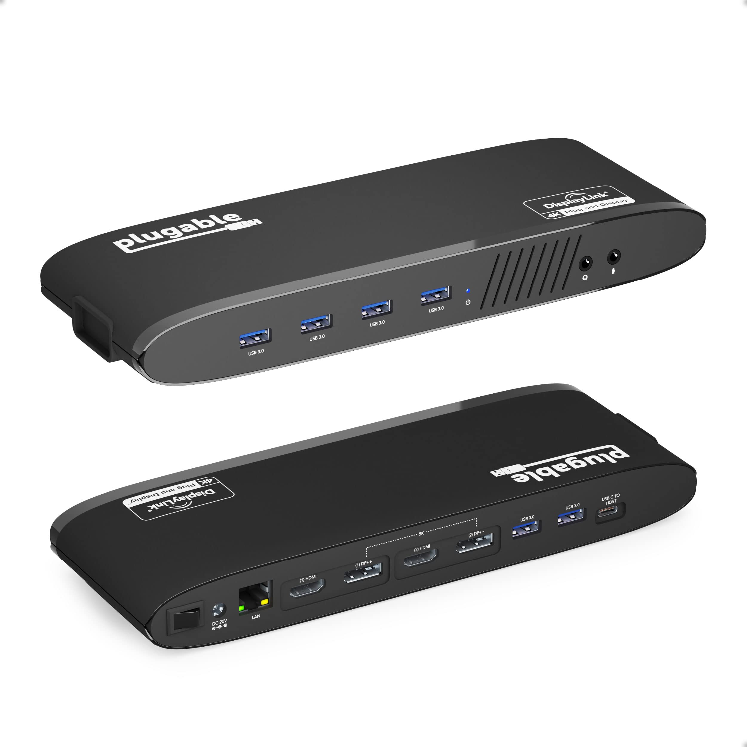 Plugable Universal Laptop Docking Station, 4K Dual Monitor, DisplayPort ...