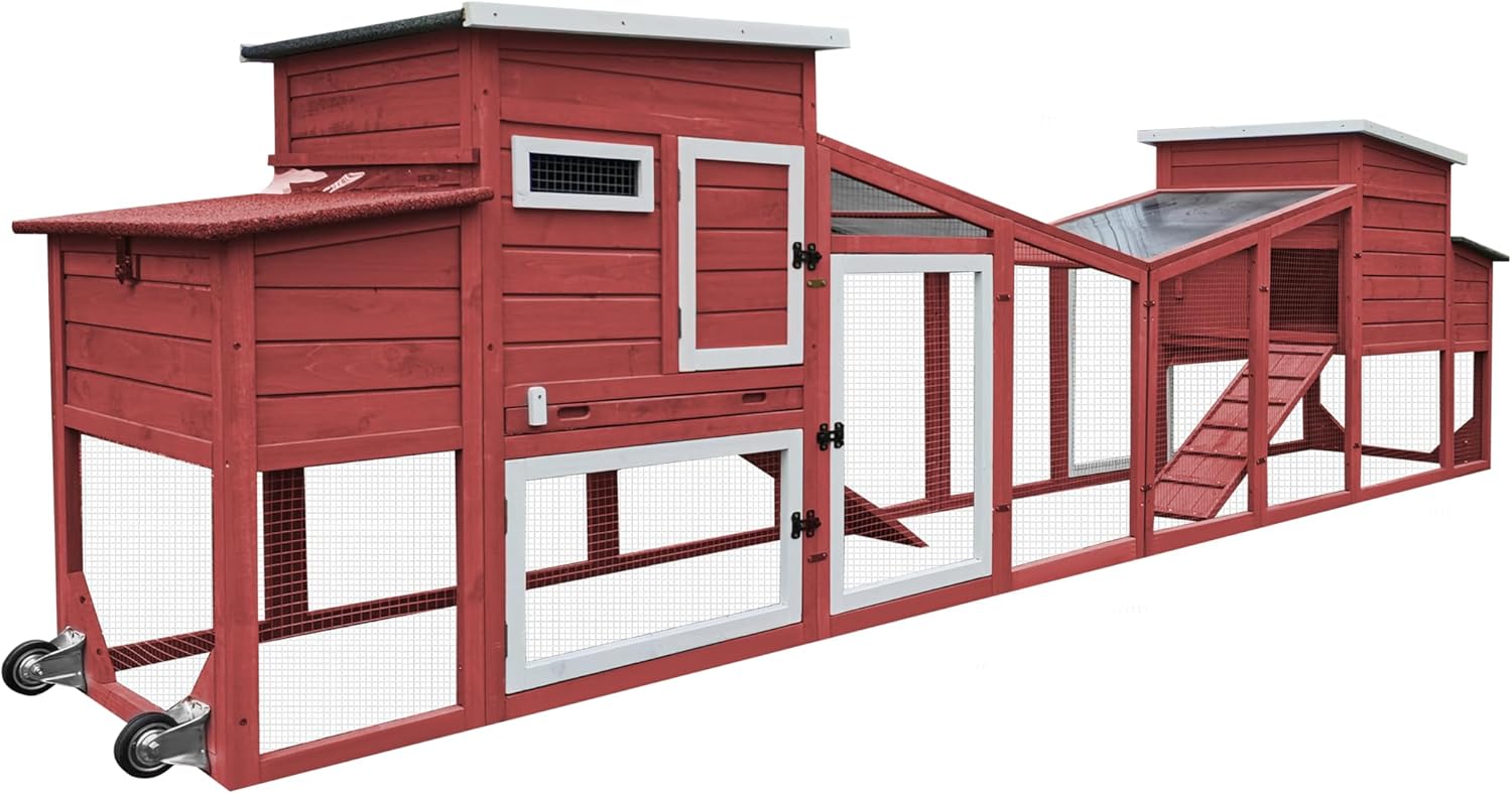 Amazon.com: PetsCosset 156" Mobile Chicken Coop Wooden Hen House for 4 ...
