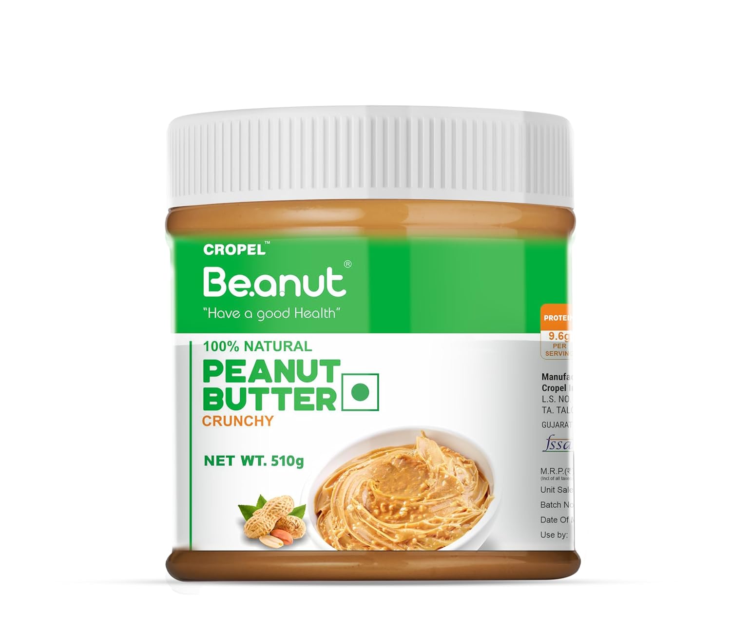 Beanut Natural Crunchy Peanut Butter 510g | 30gm Protein | 100% Vegan ...