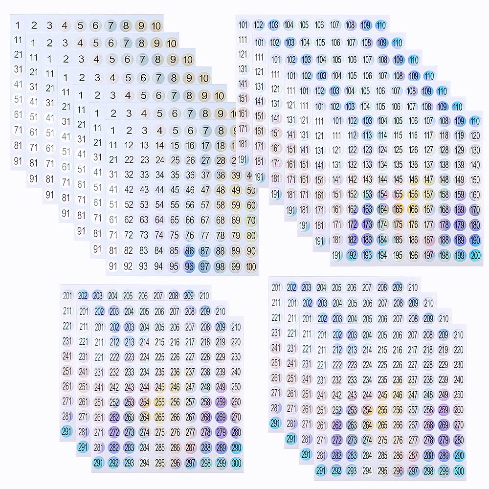 Amazon.com : SaktopDeco 21 Sheets 1 to 300 Mini Number Stickers Small ...
