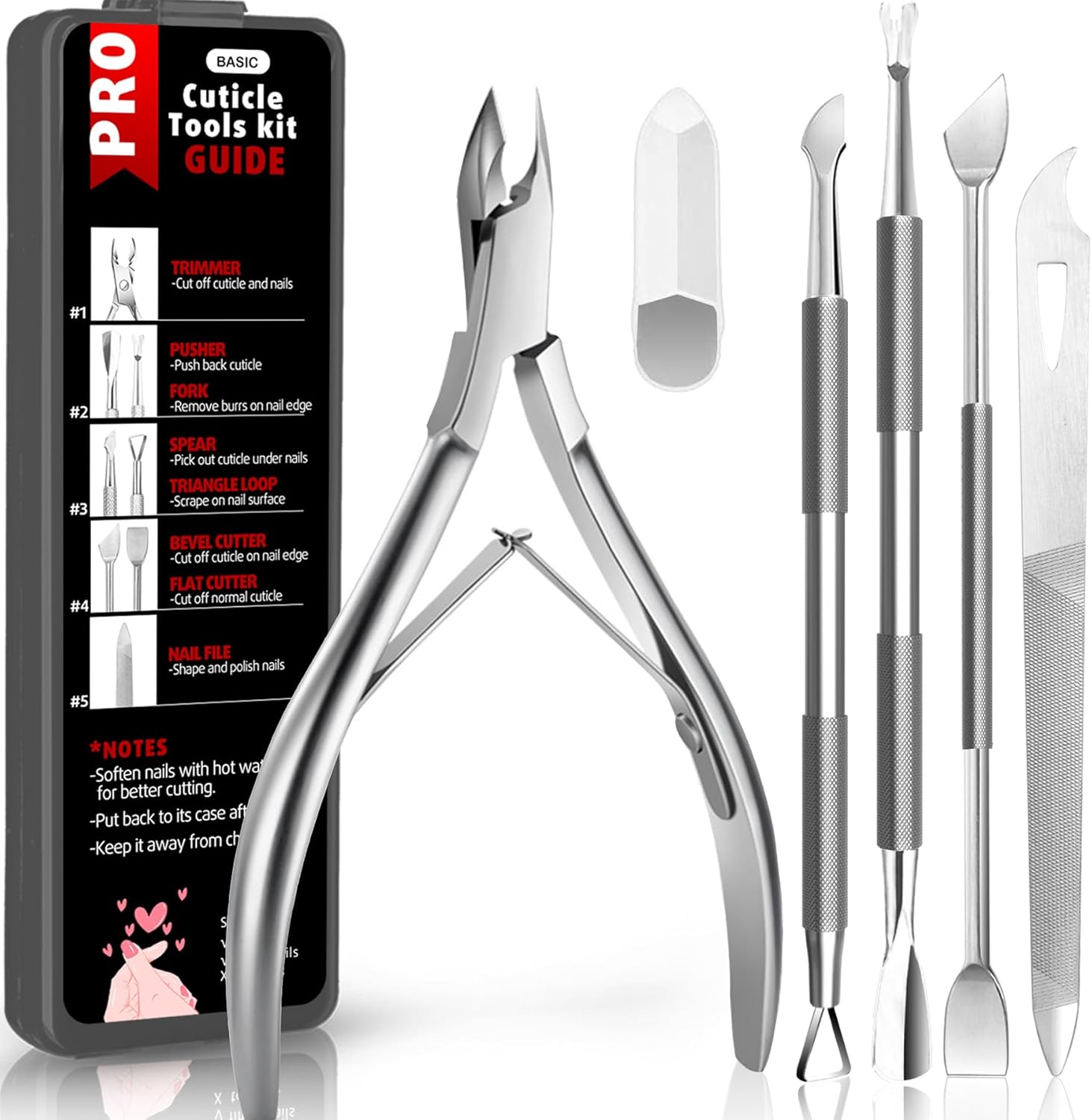 Amazon.com: Cbiumpro 5-Pack Cuticle Trimmer Set with Pusher, Cutter ...