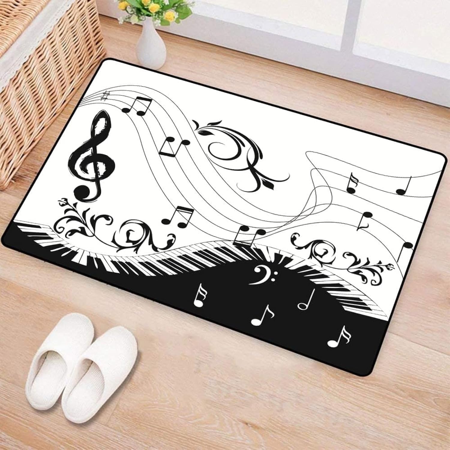 Buohwiwe 3D Rug Music Notes for Piano Keyboard - Modern Bedroom Flannel ...