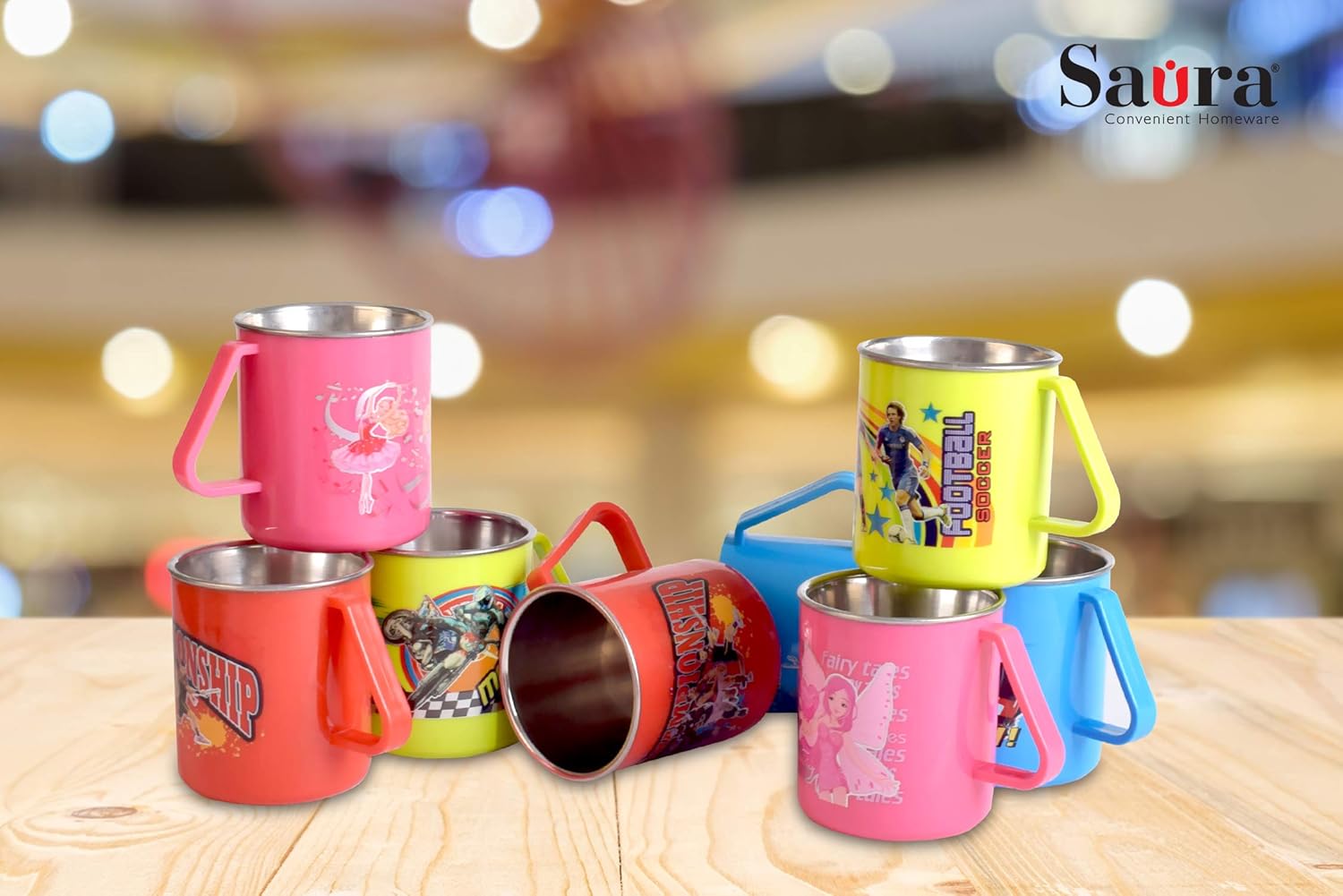 Buy SAURA- Joy Milk and Coffee Mug with Steel Inner 330 ml- Set of 8 ...