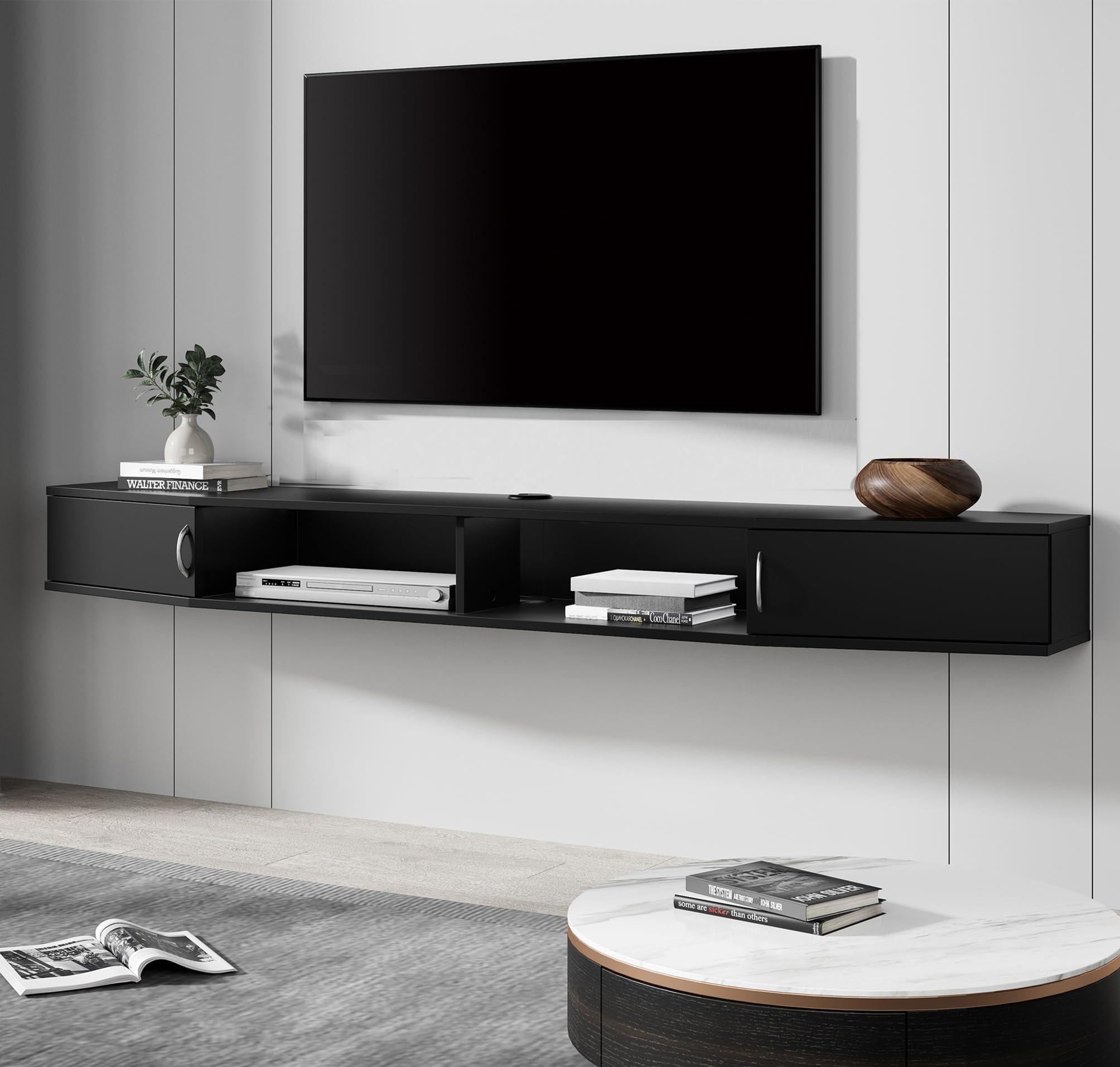 Amazon.com: Pmnianhua Floating TV Stand,63'' Under TV Shelf,Modern ...