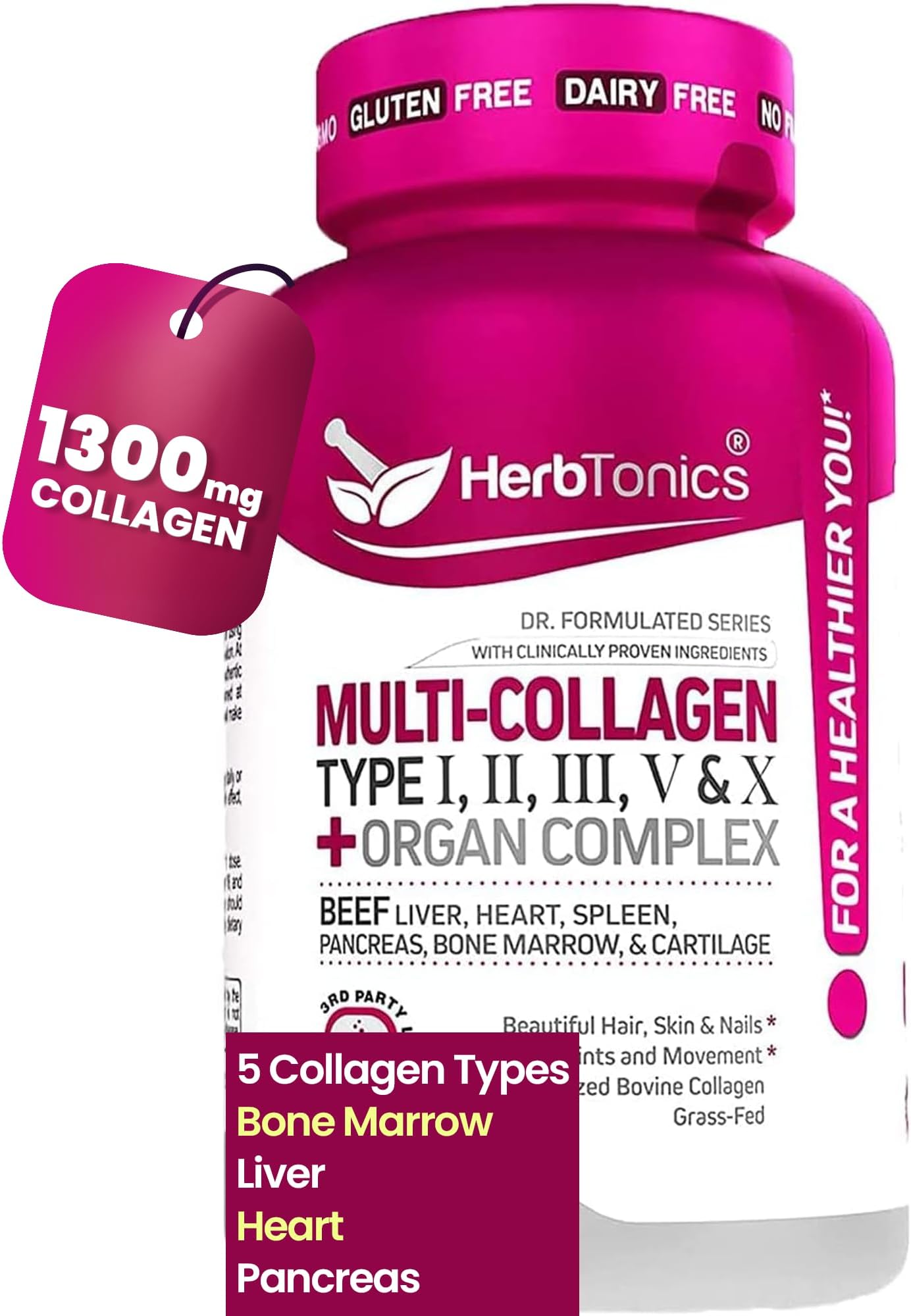 Amazon.com: Herbtonics Multi Collagen + Organ Complex Capsules - 5-Type ...