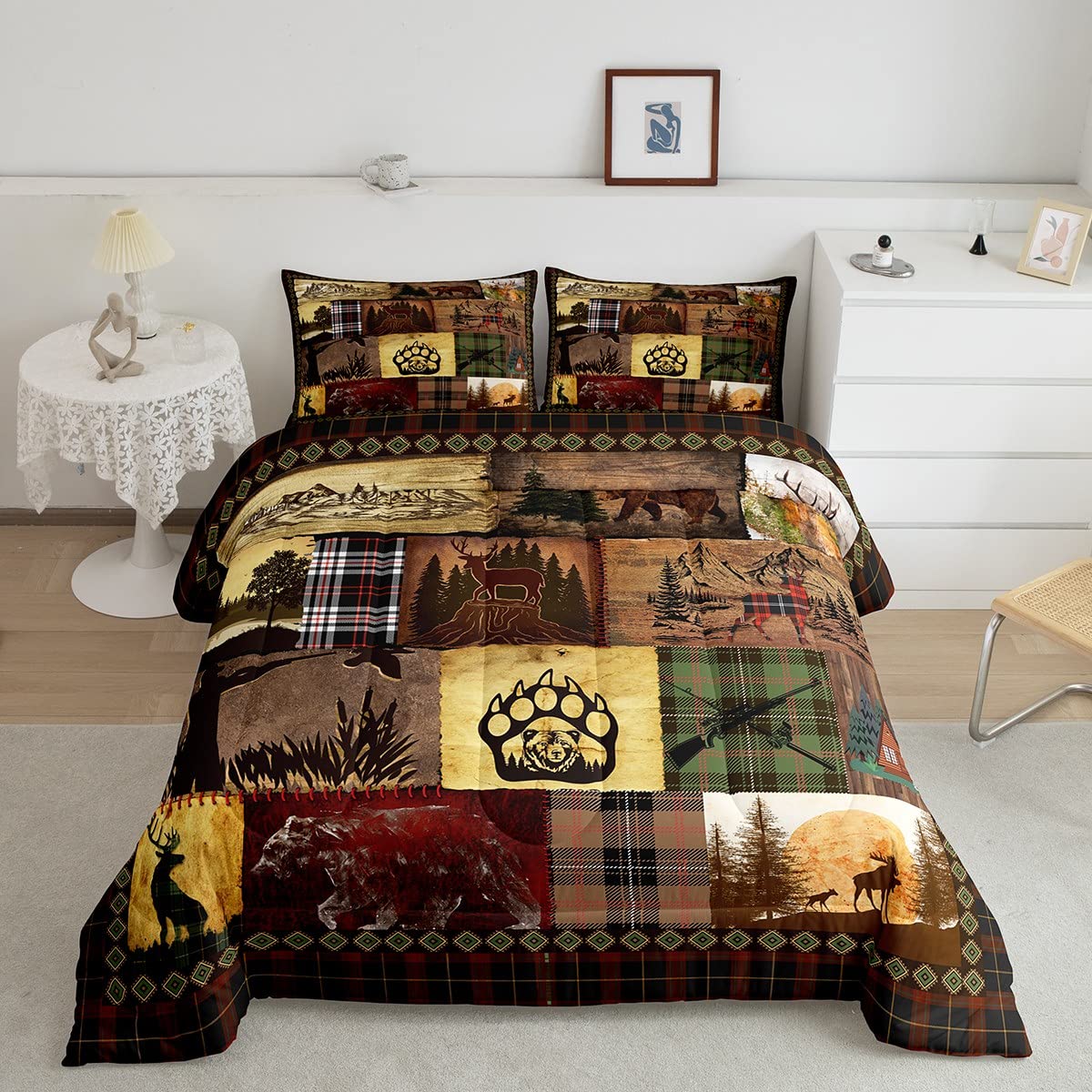 Amazon.com: Rustic Cabin Lodge Bedding Set Patchwork Duck Bear Deer ...