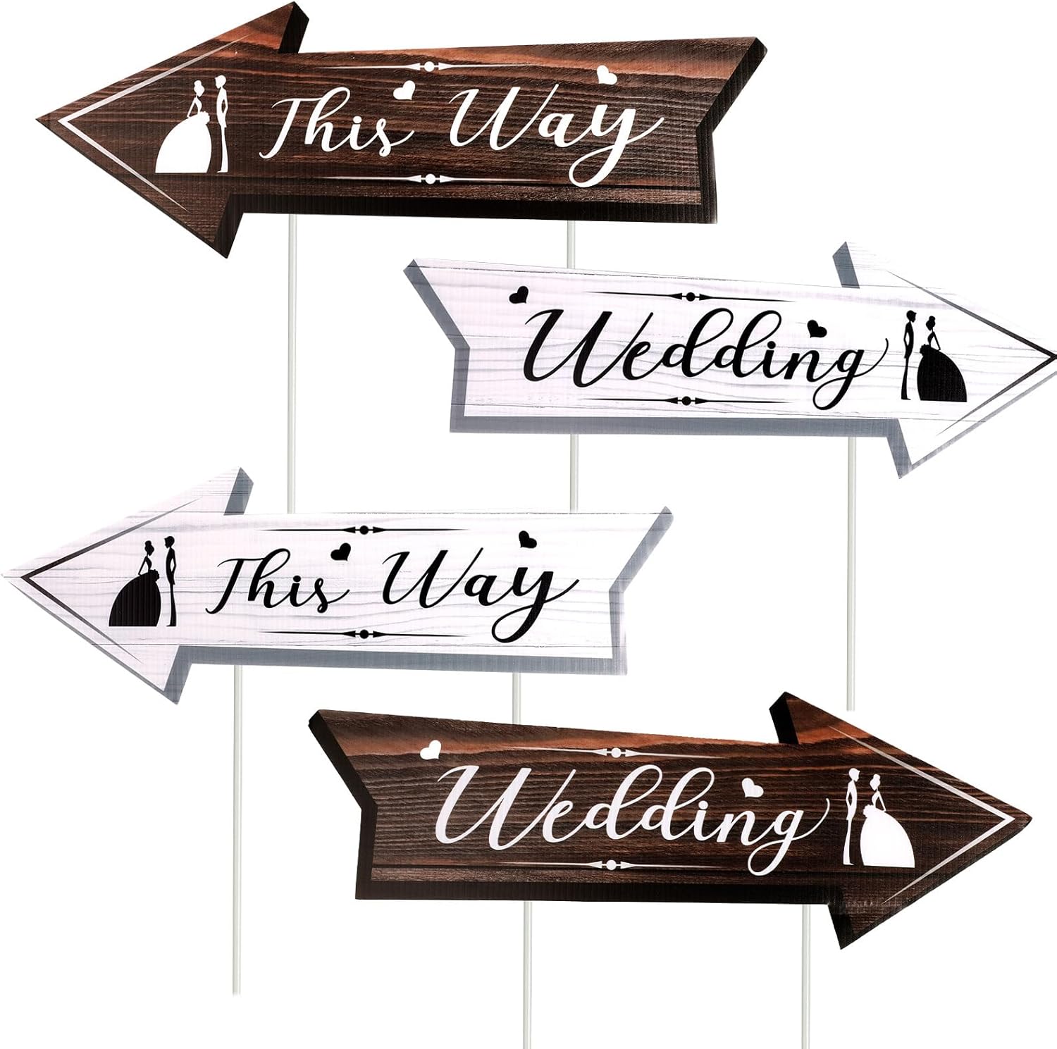 4pcs Wedding Directional Road Sign, 17x6 Inch Wedding Yard Signs with ...