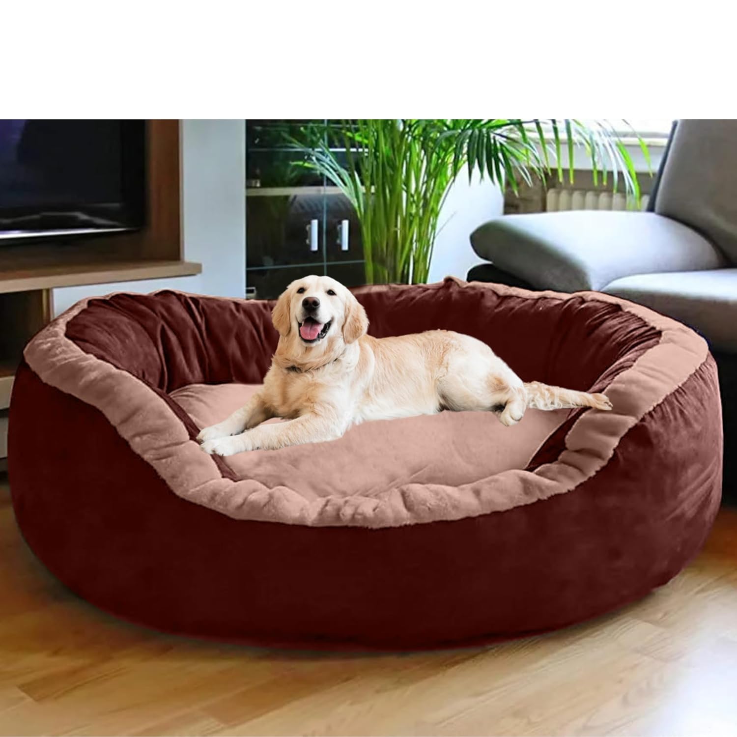 DRILLY Premium Fur 4XL Dog Bed for Extra Large Dogs Washable-Orthopedic ...