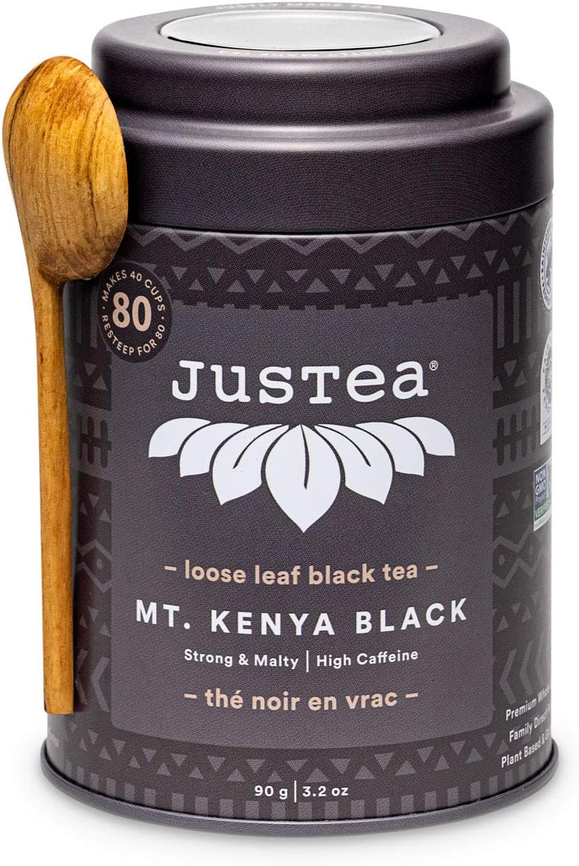 Amazon.com : JusTea MT. KENYA BLACK | Loose Leaf Black Tea | Tin with ...