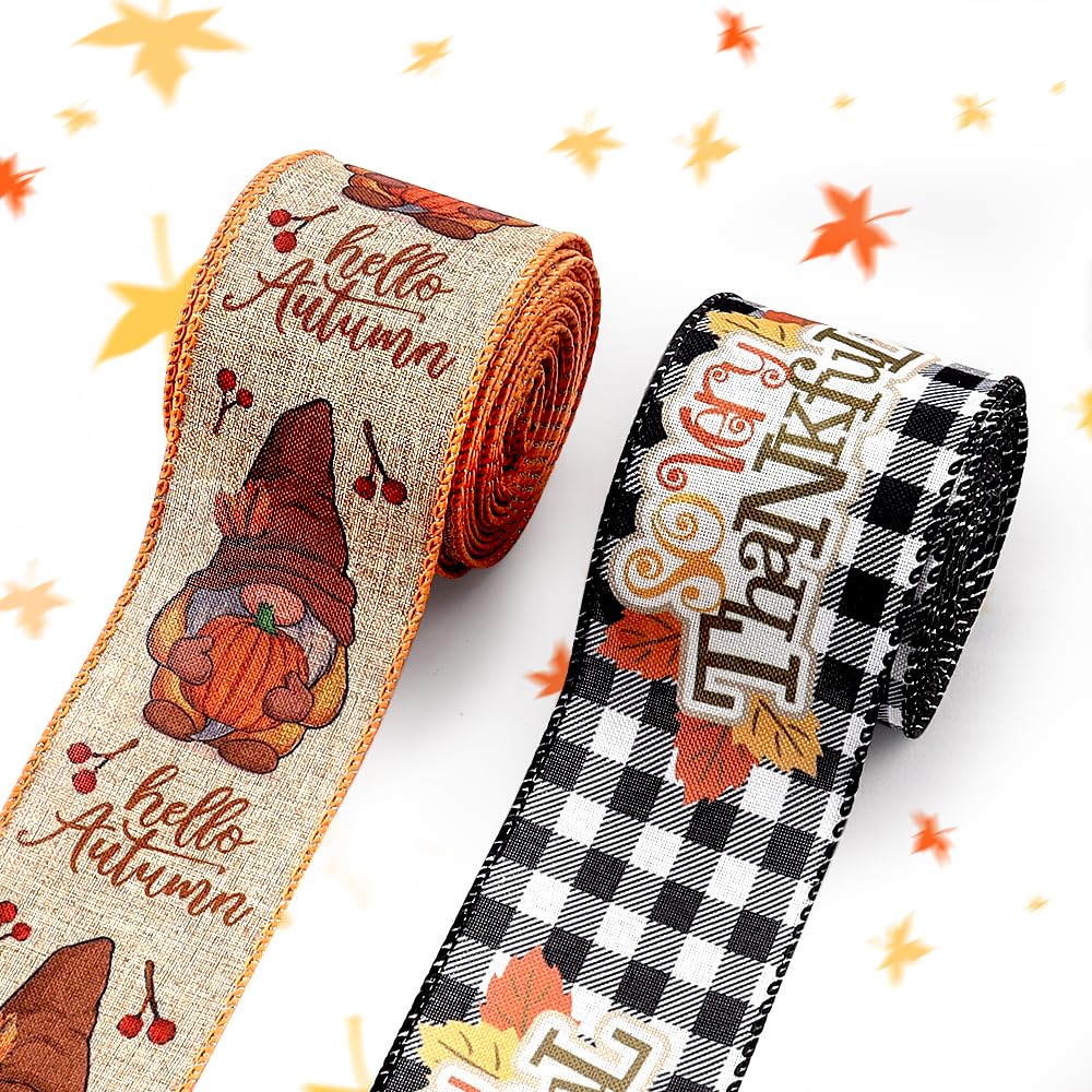 Snapklik.com : 2 Rolls 10 Yards Fall Wired Edge Ribbons, 25inch Black ...