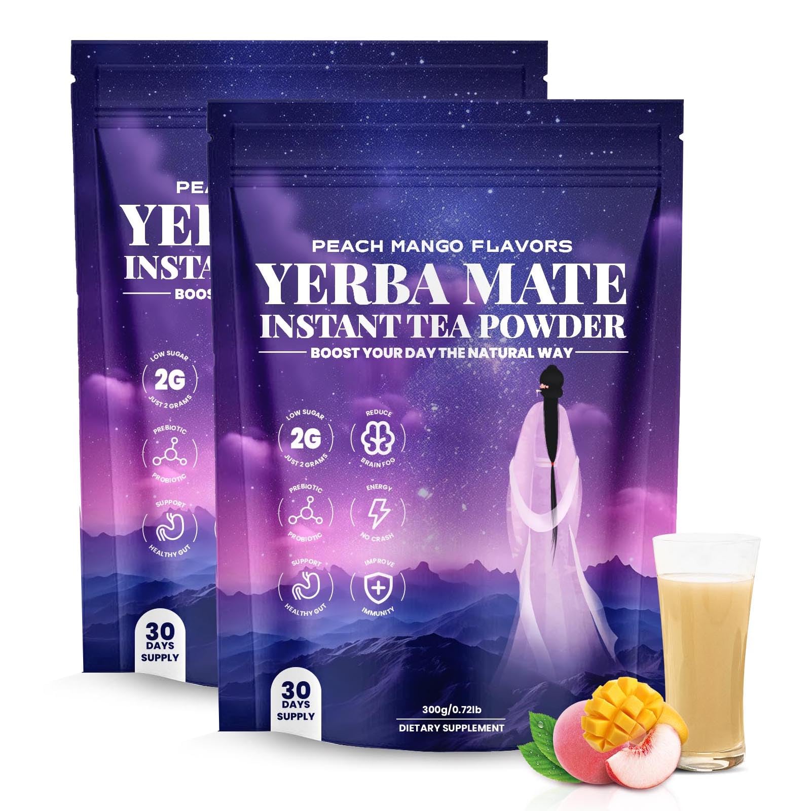 Super Yerba | Yerba Mate Powder | RASPBERRY LEMONADE Flavor Instant Tea