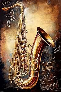 Amazon.com: RMSGOZO Vintage Saxophone Canvas Posters Modern Abstract ...