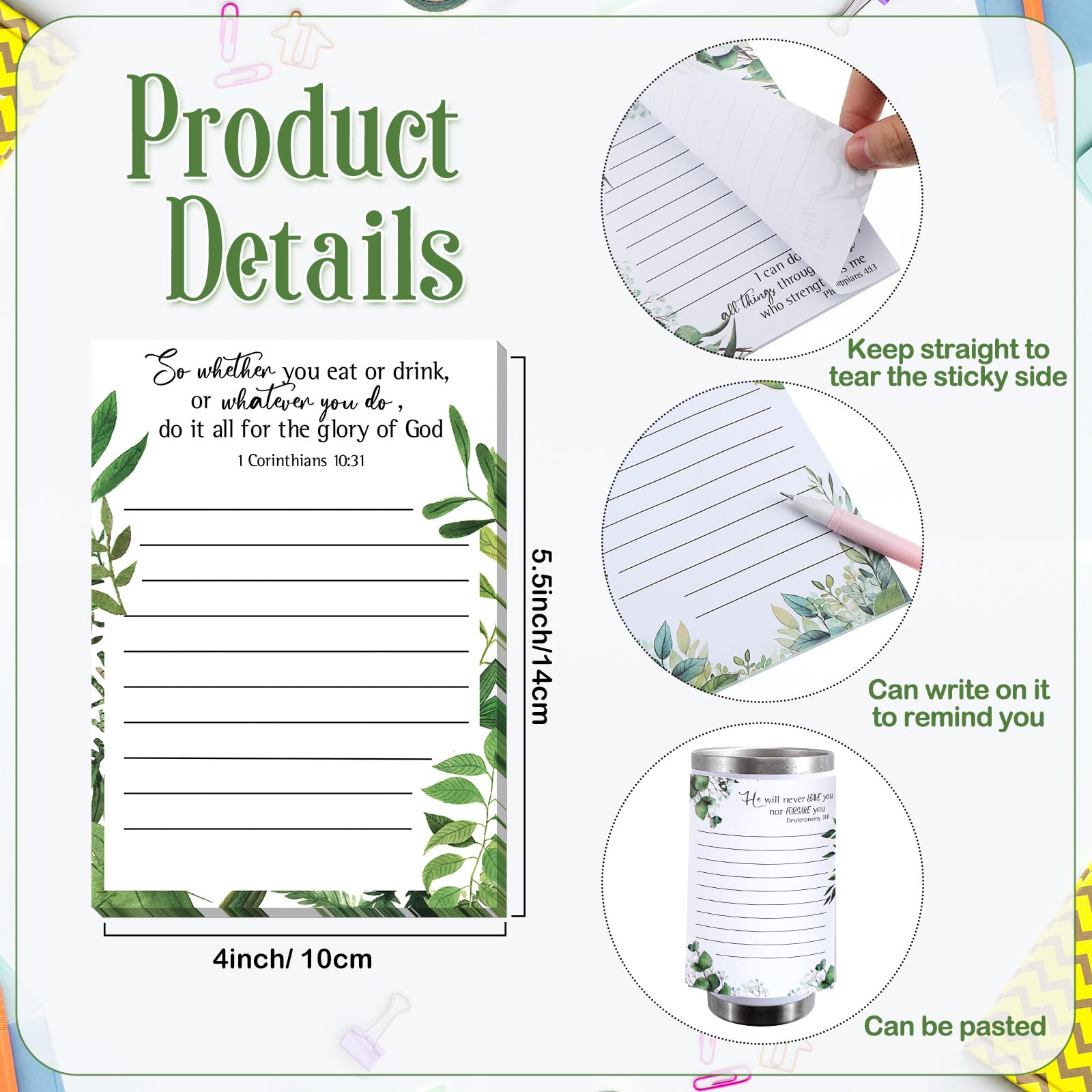 Snapklik.com : Colarr 16 Pack Bible Sticky Notes 4x55 Christian Memo ...