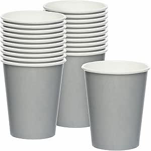 Amazon.com: Vibrant Silver Paper Cups (Pack of 20) - 9 oz. - Perfect ...