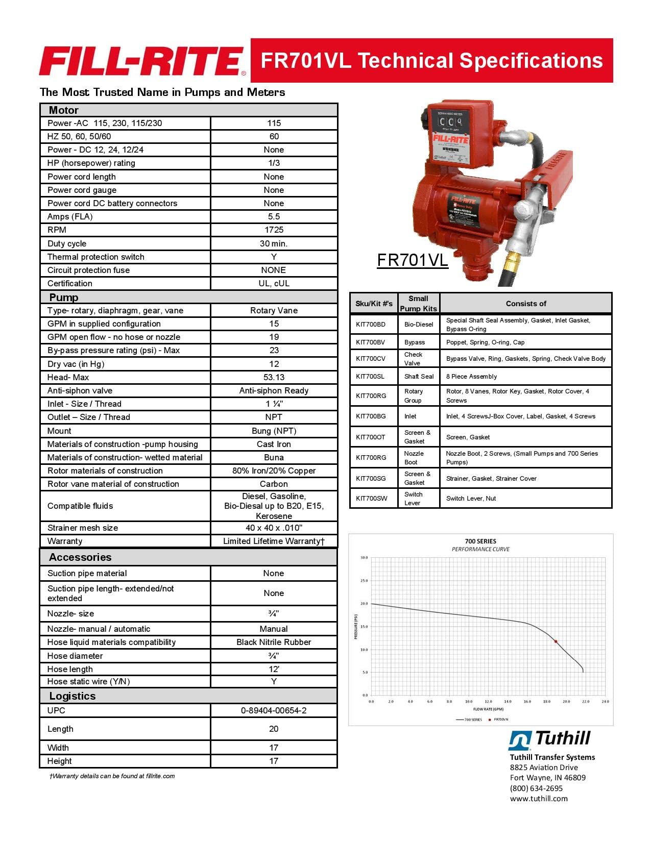 Snapklik.com : Fill-Rite FR701VL 115V 20 GPM Fuel Transfer Pump