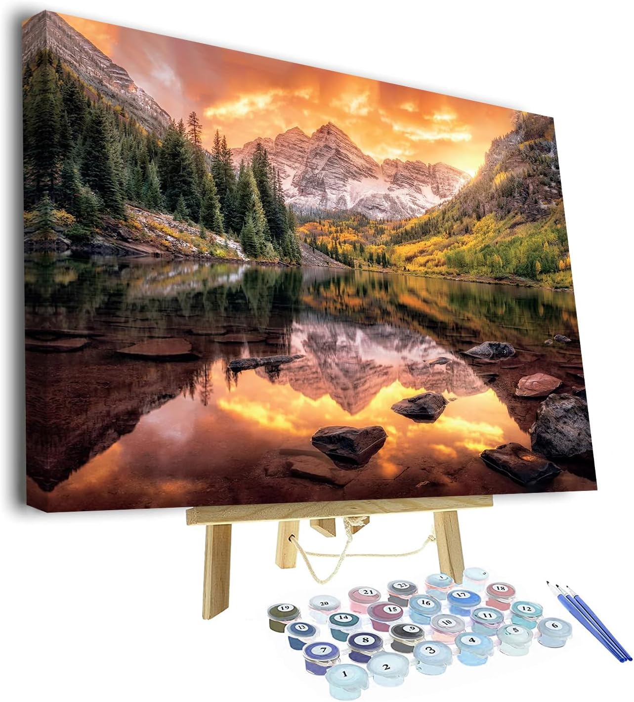 Amazon.com: Paint by Numbers for Adults Maroon Lake Painting Kits for ...