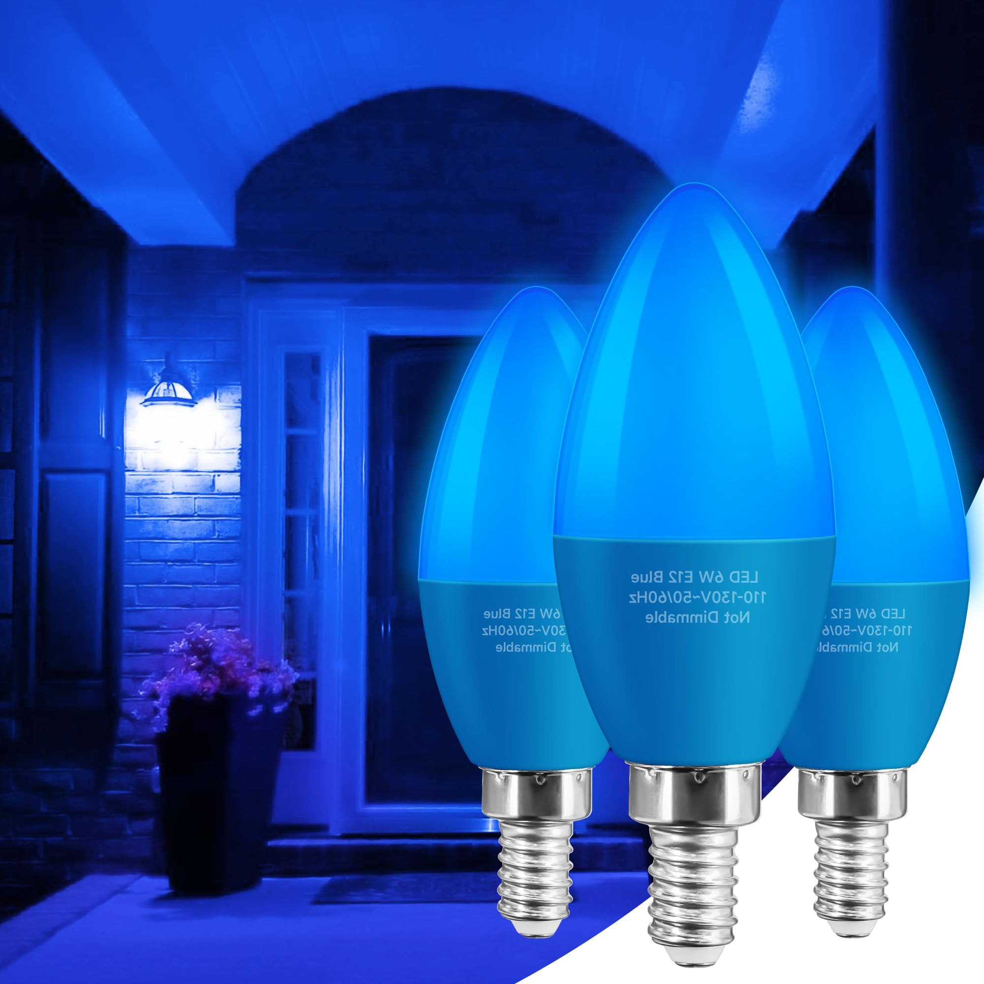3 Pack E12 Filament LED Blue Light Bulbs – E12 Candelabra Bulb 4W 40 ...