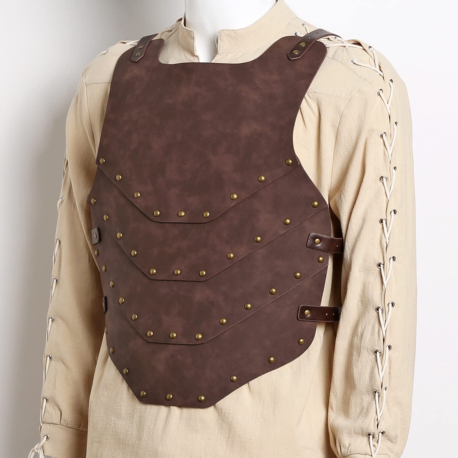 HZMAN Viking Warrior Chest Armor Medieval PU Leather Vest Leather LARP ...