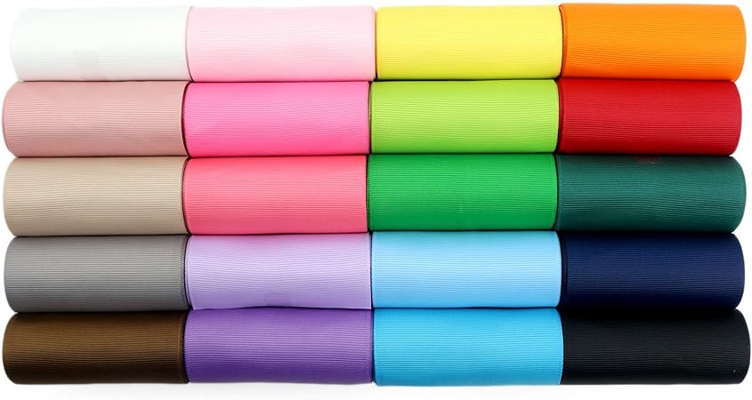 Amazon.com: Midi Ribbon Grosgrain Ribbon 3 Inch Ribbon 20 Solid Color ...
