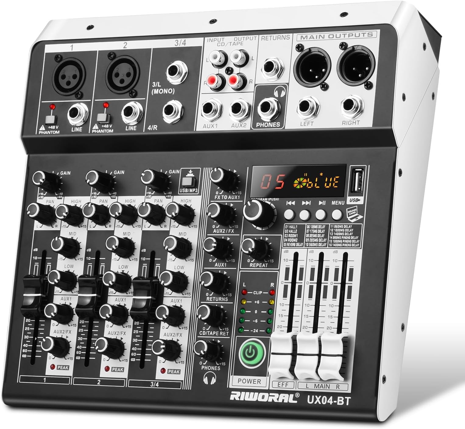 Amazon.com: XTUGA KP4 4 Channel Audio Mixer, 16-Bit DSP Effect USB ...