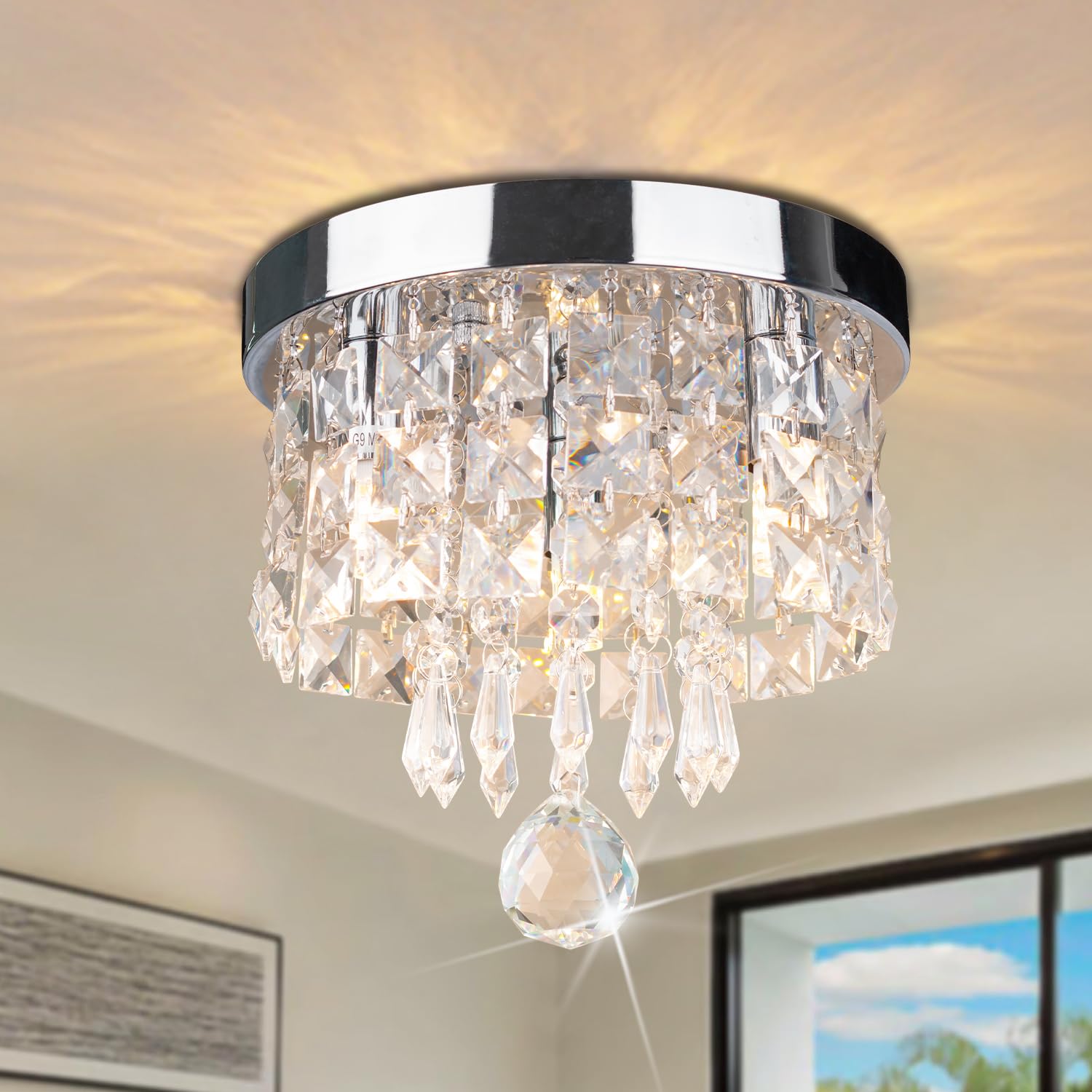 Crystal Bulb Light Fixture COMELY Modern Crystal Ceiling Light E27 LED